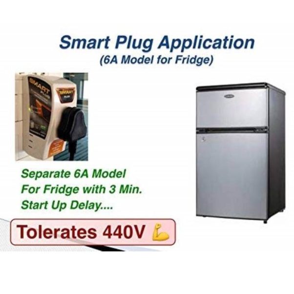 6 Amp Smart Plug Cord (White) Voltage Protector for Home Refrigerator ...